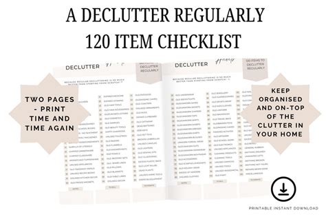 120 items to declutter regularly checklist declutter worksheets declutter list declutter