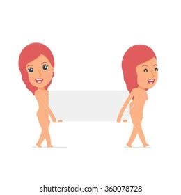 Funny Character Naked Female Holds Interacts Stock Vector Royalty Free