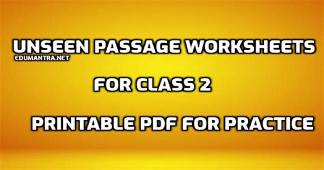 Reading Comprehension Class 2 Archives Edumantra