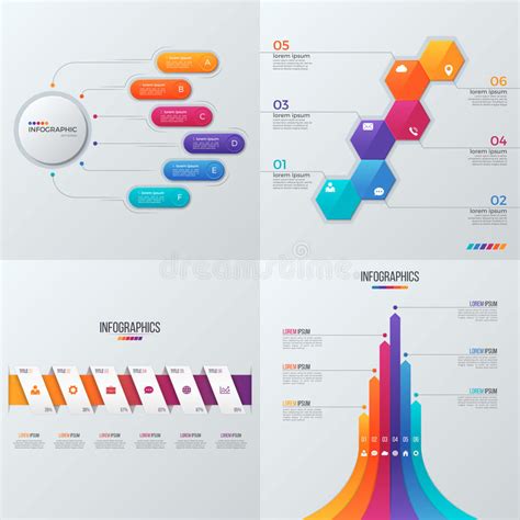传染媒介模板的汇集infographics的与6个选择 向量例证 插画 包括有 进程 通信 94532598
