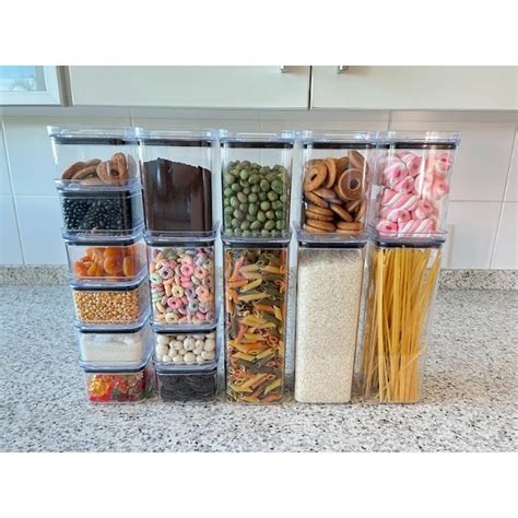 Kit 6 Potes Herméticos Acrílico Quadrado Empilháveis 1L Shopee Brasil