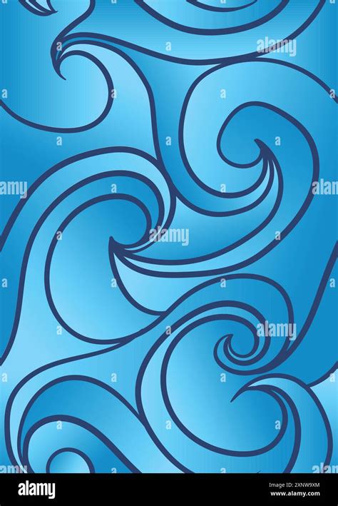 Blue Sea Waves Pattern Creative Abstract Pattern In While Out Line Abstract Repeatable Seamless