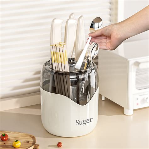 厨房旋转刀架置物架台面多功能筷子筒家用菜刀架筷子笼一体收纳盒 虎窝淘