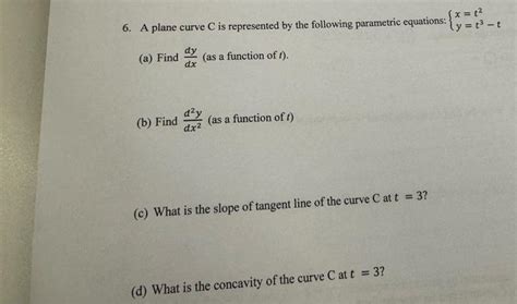 6 A Plane Curve C Is Represented By The Following Chegg Com
