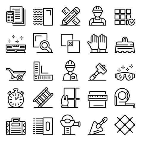 Premium Vector Tiler Icons Set Outline Style