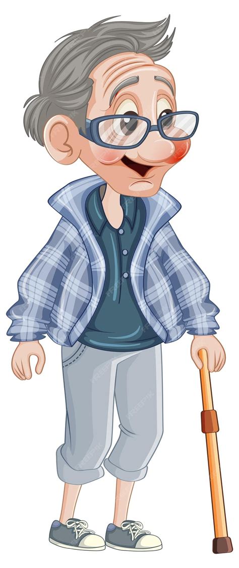 Cartoon Old Man Walking
