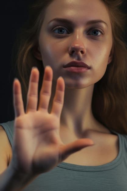 Premium Photo A Woman Holding Her Hand Up In Front Of Her Face Can Be