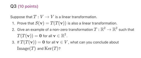Solved Suppose That T VV Is A Linear Transformation Chegg