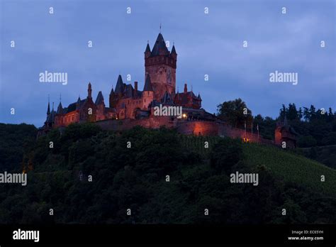 Cochem Imperial Castle Reichsburg In The Evening Light Cochem Moselle District Cochem Zell