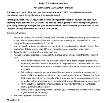 Project 3 Exercises Assessment Part B FINANCIAL Chegg