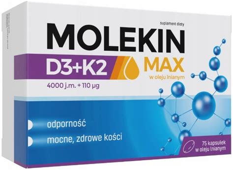 Molekin D3 4000 K2 Max In Flaxseed Oil 75 Capsules Vitamins