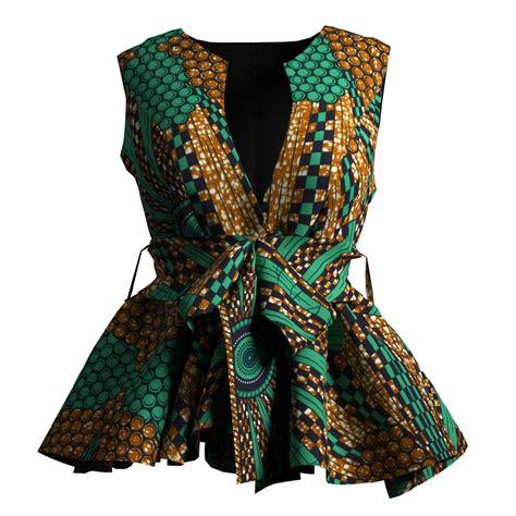 Bintarealwax Womens Dashiki Tops Sleeveless Summer African Printed Slim