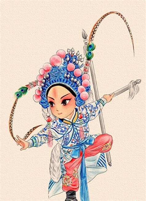手绘古装戏曲人物图 京剧八大锤陆文龙 花瓣网