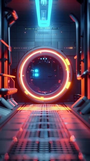 neonlit virtual data vault security interface in hightech environment