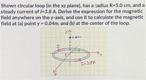 Solved Shown Circular Loop In The Xz Plane Has A Radius Chegg