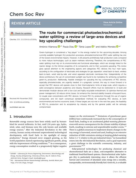 Pdf The Route For Commercial Photoelectrochemical Water Splitting A
