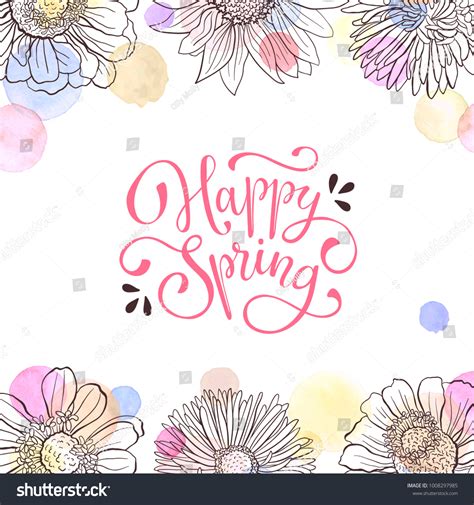 Happy Spring Vector Text Spring Wording Stock Vector Royalty Free