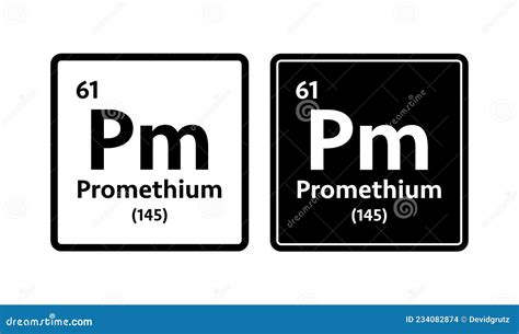 Promethium Symbol Chemical Element Of The Periodic Table Vector Stock