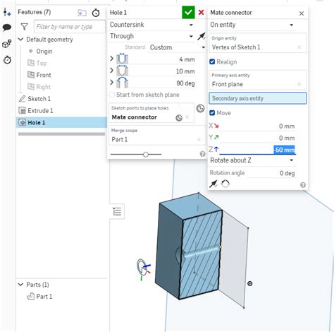 Drilling Hole On The Opposide Side Onshape