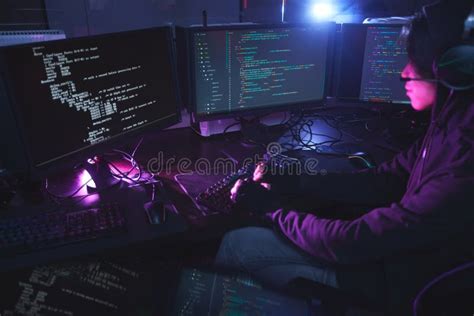 Screens Of Programming Code On Black Background Seamless Loop
