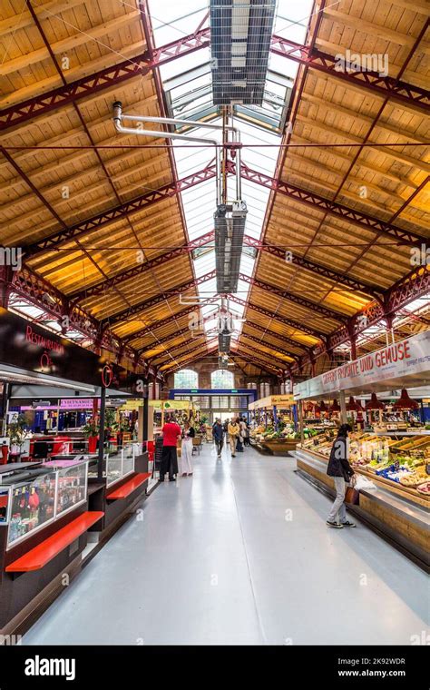 Colmar France July People Shop In The Old Market Hall In