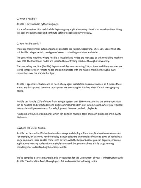 Ansible Interview Questions Pdf Software Engineering Software Development