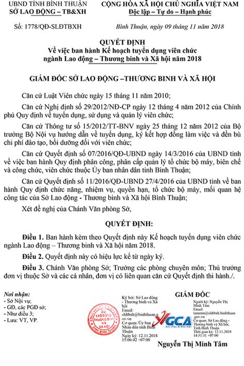 Sở Lao động Thương binh và Xã hội tỉnh Bình Thuận tuyển dụng viên