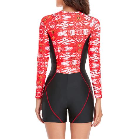 Swimsuits For Women Plus Size Long Sleeve Surf Zip Surf Suit Covering