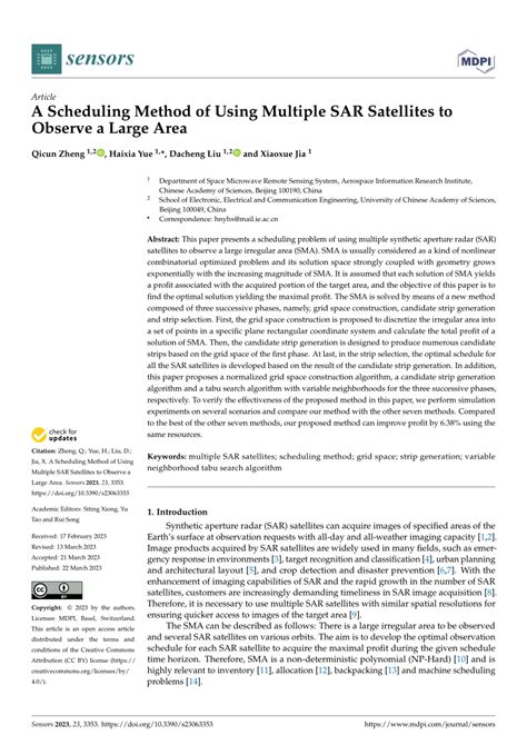 Pdf A Scheduling Method Of Using Multiple Sar Satellites To Observe A
