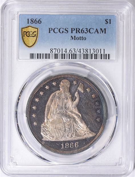 1866 Seated Liberty Silver Dollar Motto Pcgs Proof 63 Cameo Toned