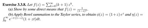 Solved Exercise 3 3 8 Let F Z ∑k 0∞ K 1 Zk A Show By
