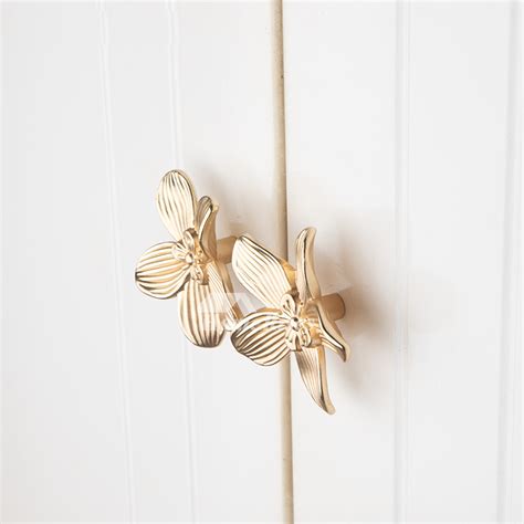 Gold Flower Drawer Knobs Cabinet Knobs Furniture Cupboard Drawer Pulls Handles Door Pulls
