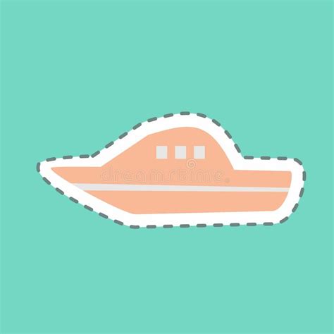 Sticker Boat Line Cut Simple Illustrationeditable Stroke Stock Illustration Illustration