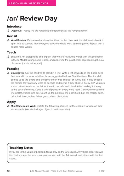 Week 25 Lesson 4 Review Day Ar Phonics Phase 5 Unit 3 Lesson