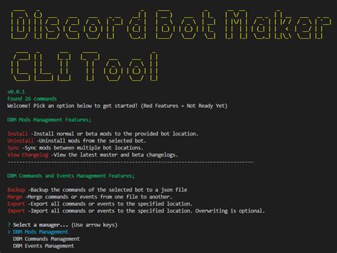 github generalwrex dbmcli cli tool to help manage your discord bot