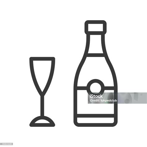 와인 잔과 병 귀여운 크리스마스와 겨울 관련 세트 Materialeditable 획으로 사용 하기에 적합 0명에 대한 스톡 벡터