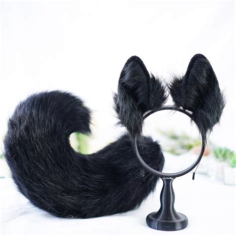 All Black Ears And Tail Set Custom Furry Cosplay Set For Conventions