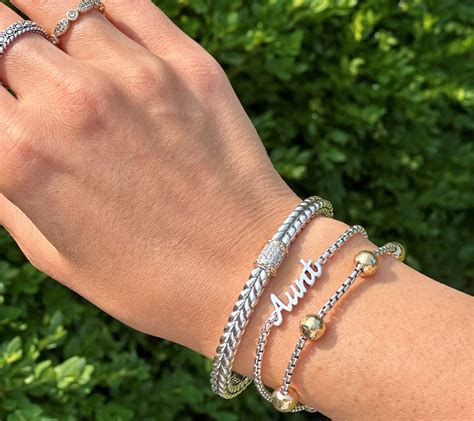 Jai Sterling Silver Aunt Script Box Chain Bracelet Qvc
