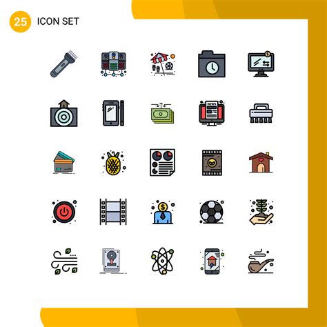 Pictogram Set Of 25 Simple Filled Line Flat Colors Of Ecommerce Online Beach History Backup