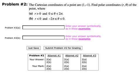 Solved Problem The Cartesian Coordinates Of A Point Chegg