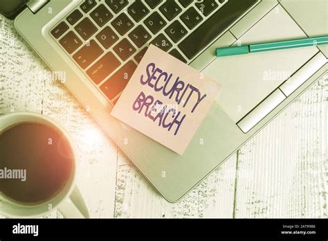 Writing Note Showing Security Breach Business Concept For Any Incident That Results In