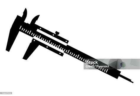 캘리퍼스 흰색 배경에 측정 아이콘입니다 선형 도구 기호입니다 버니어 캘리퍼스 실루엣 측정 도구 및 장비 기호 플랫 스타일 로고에