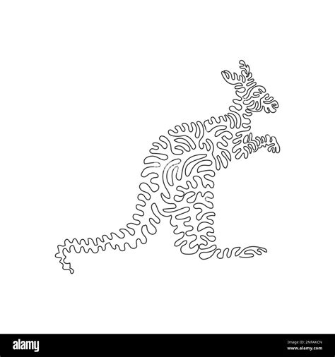 Single Curly Line Drawing Of A Kangaroo Muscular Tail Is Used For Balance When Hopping
