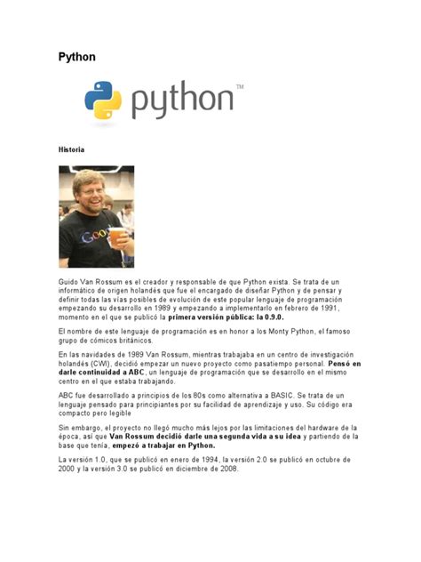 Python Generalidades E Historia Pdf Python Lenguaje De