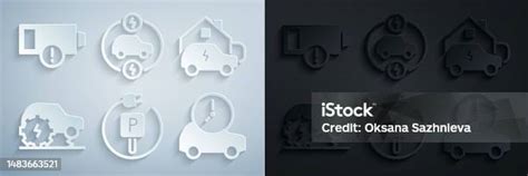 집에서 주차 전기 자동차 충전 전기 서비스 및 배터리 부족 아이콘을 설정합니다 벡터 0명에 대한 스톡 벡터 아트 및 기타 이미지 0명 3차원 형태 개념 Istock