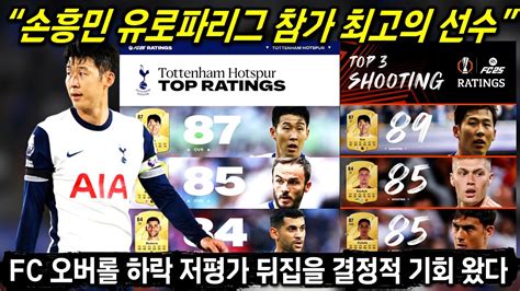 손흥민 유로파리그 최고 선수 평가 Fc 오버롤 저평가 이유 Youtube