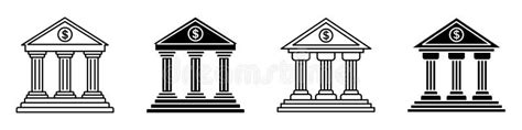 Bank Icons Versions Set In Black Flat And Line Style Stock Vector Illustration Of Business