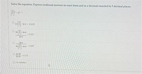 solved solve the equation express irrational answers in