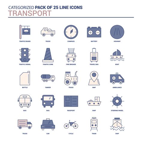 Vintage Transport Icon Set 25 Flat Line Icon Set 14023082 Vector Art At Vecteezy