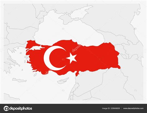 Turkey map highlighted in Turkey flag colors 스톡 벡터 boldg 329949658